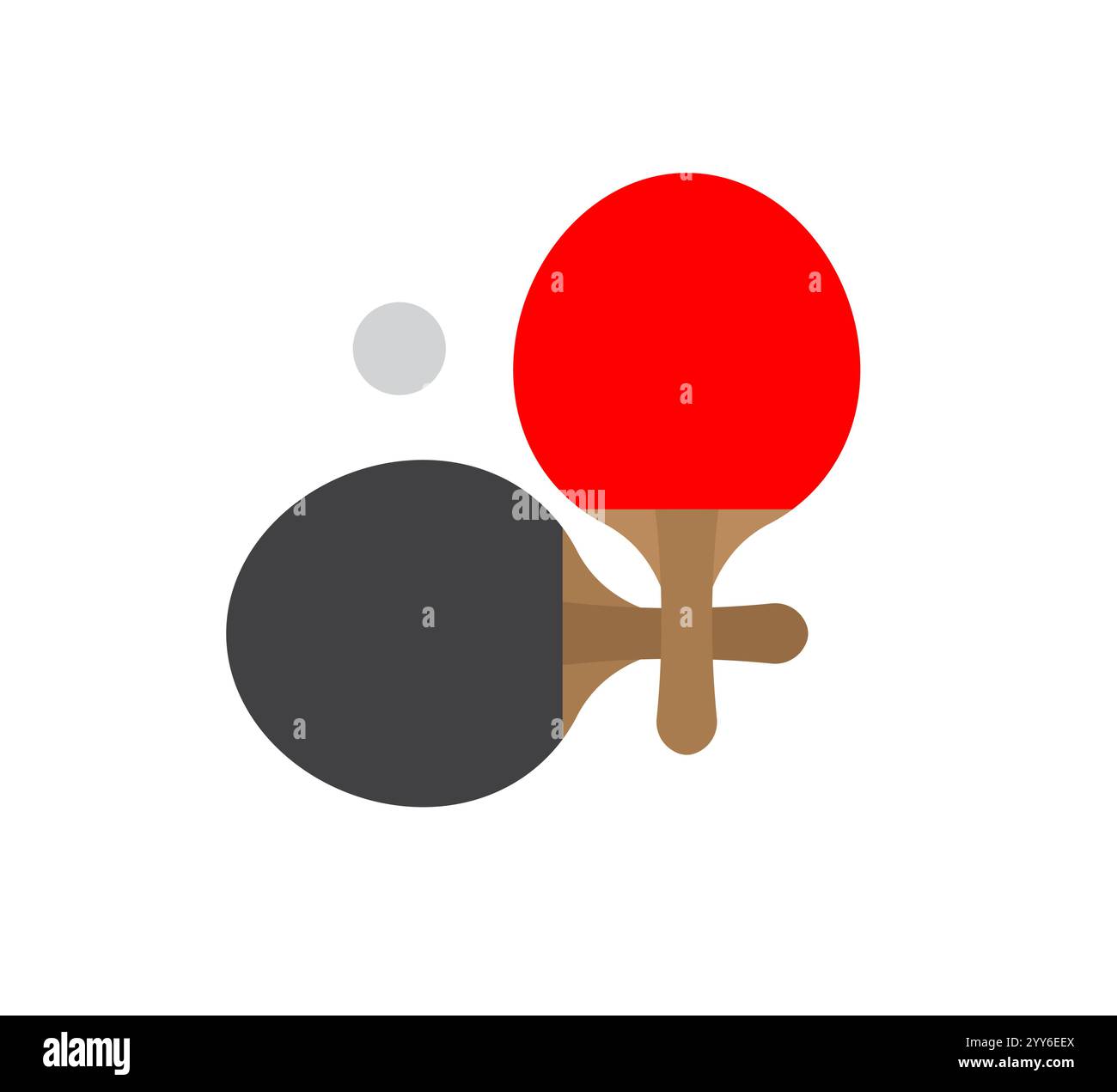 Vector flat cartoon two colored ping pong table tennis racket and ball ...