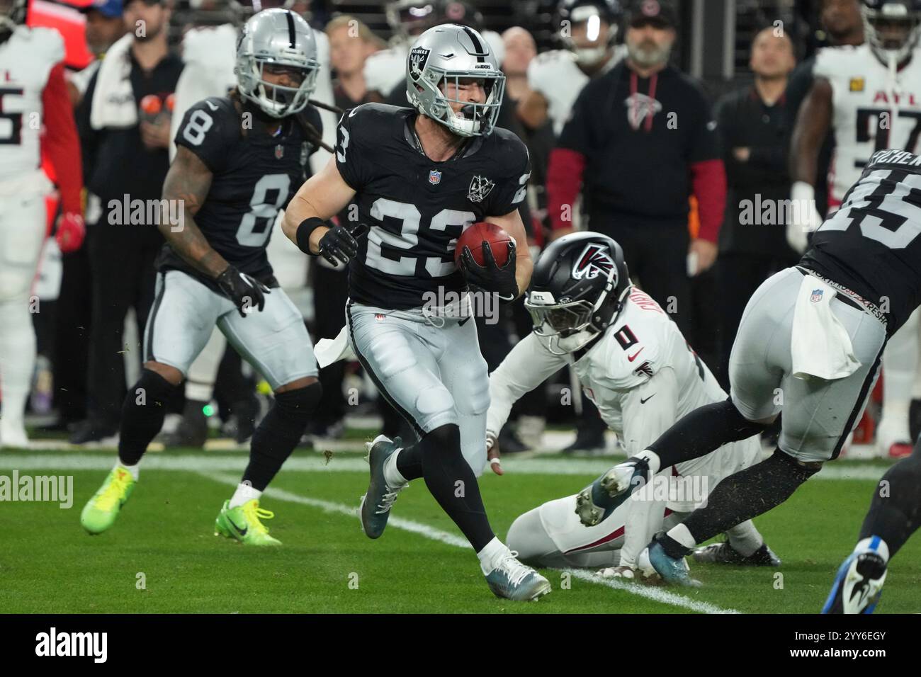 Las Vegas Raiders running back Dylan Laube (23) runs the ball against ...