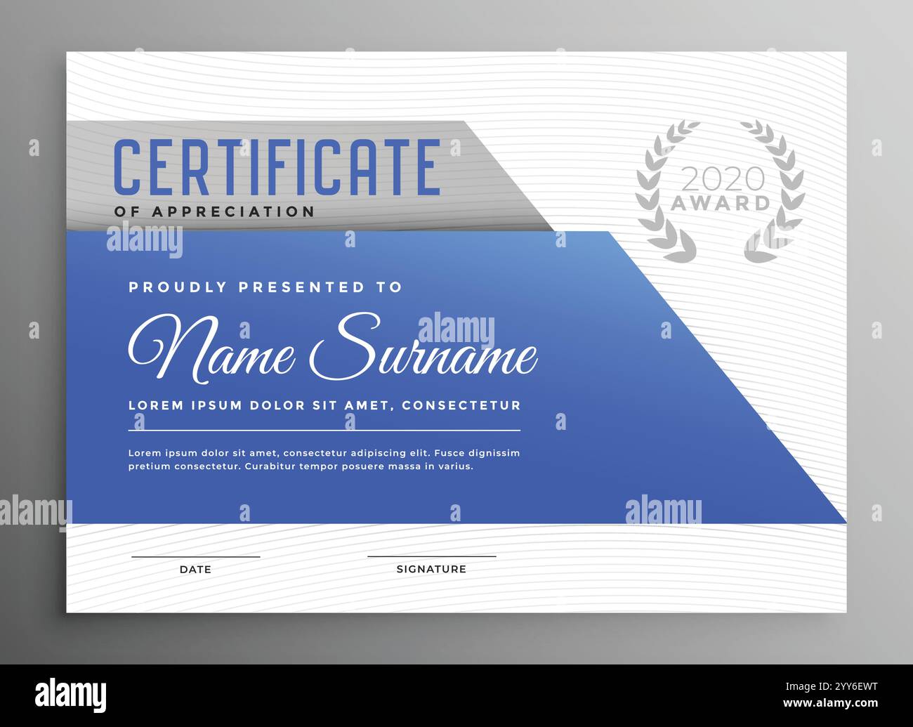 abstract blue certificate of appreciation template Stock Vector Image ...