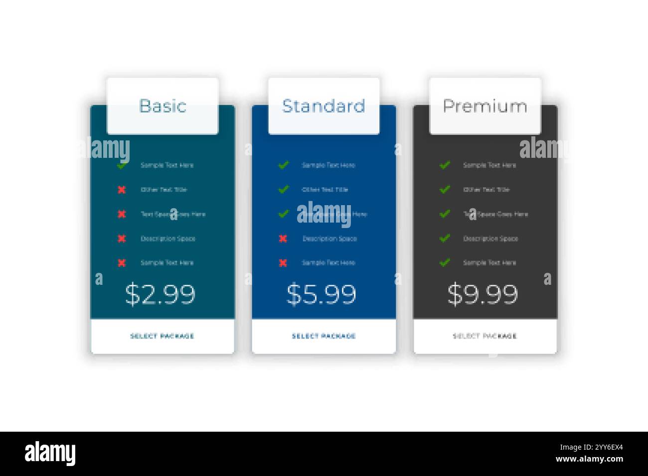 subscription plans and pricing comparision web template Stock Vector ...