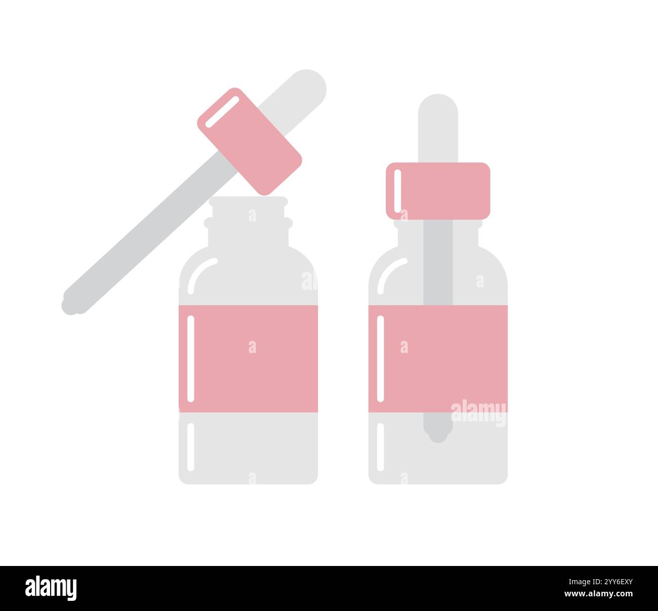 Vector flat cartoon two oil essence bottle isolated on white background ...