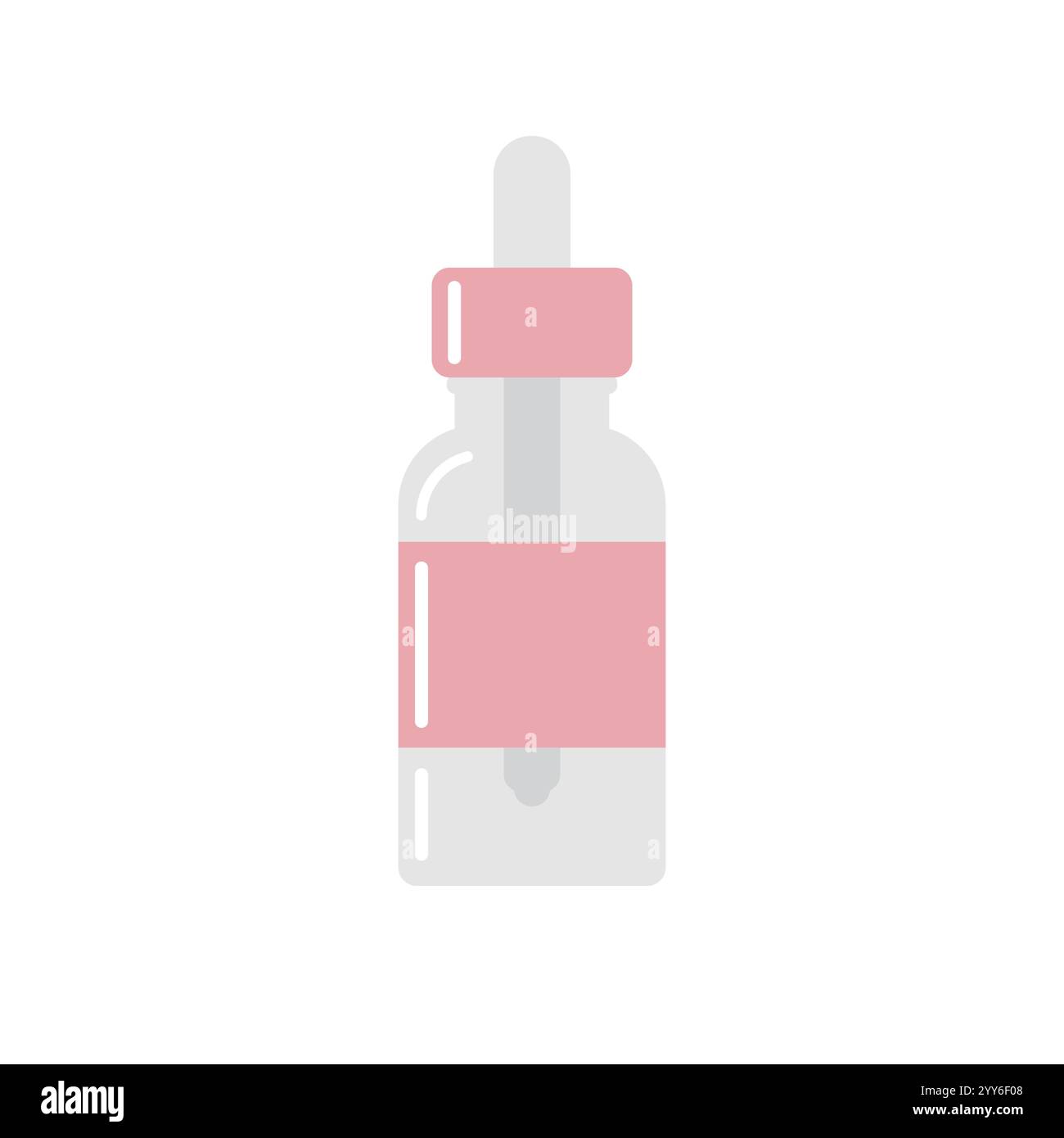Vector flat cartoon pink oil essence bottle isolated on white ...
