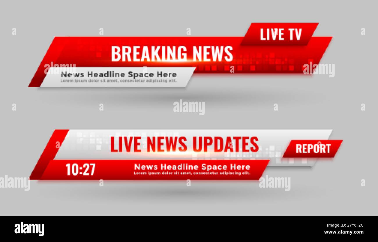 news lower third banners in red color Stock Vector Image & Art - Alamy