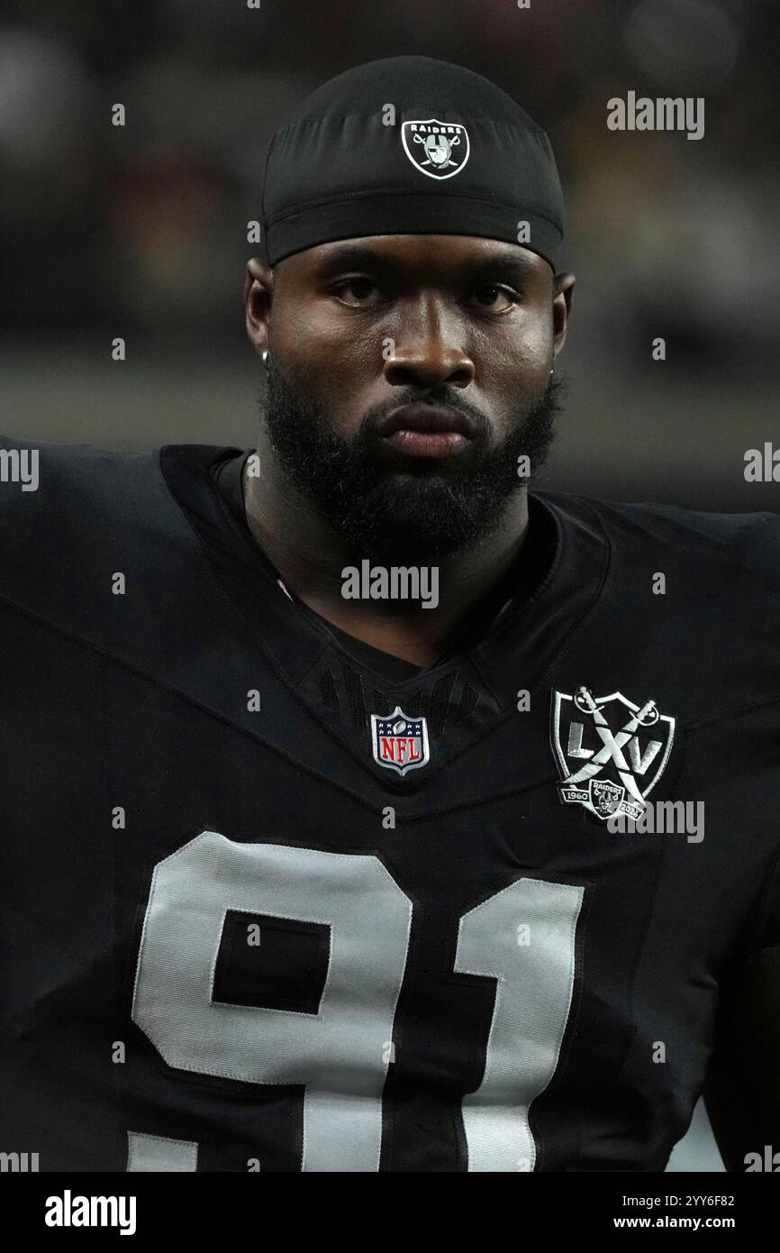 Las Vegas Raiders defensive tackle Matthew Butler (91) during the first ...