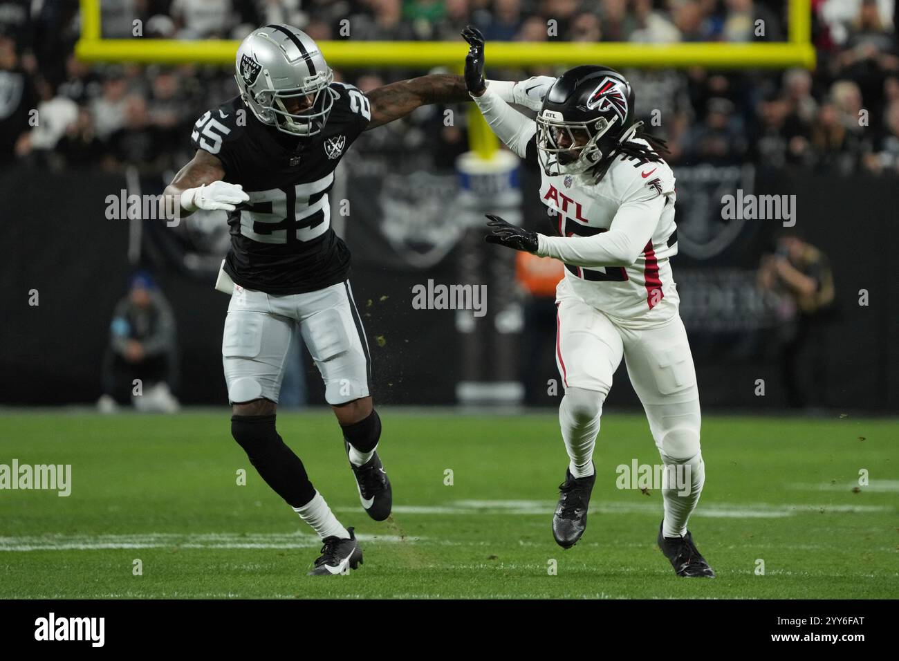 Las Vegas Raiders cornerback Decamerion Richardson (25) and Atlanta ...