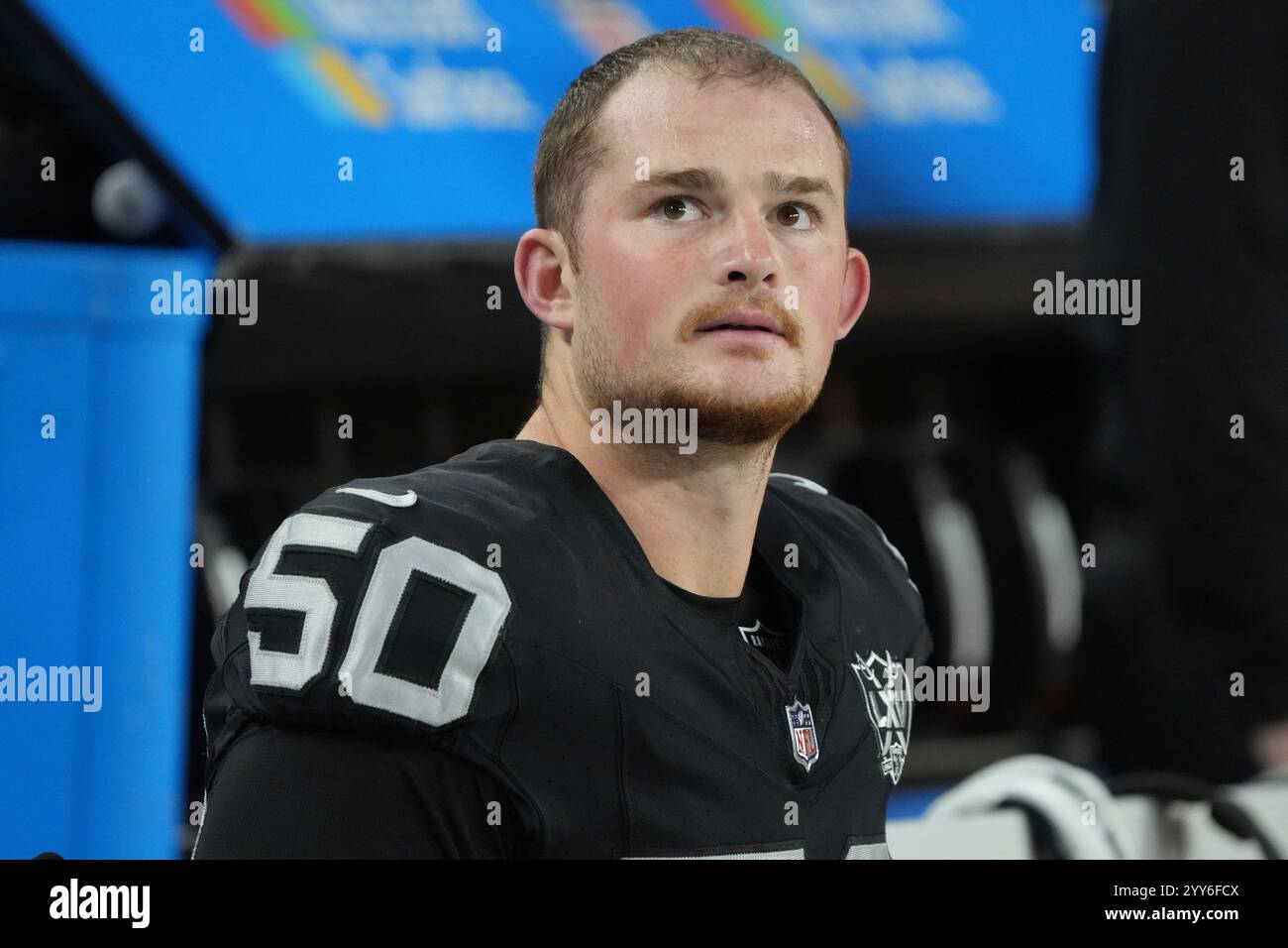 Las Vegas Raiders long snapper Jacob Bobenmoyer (50) during the first ...