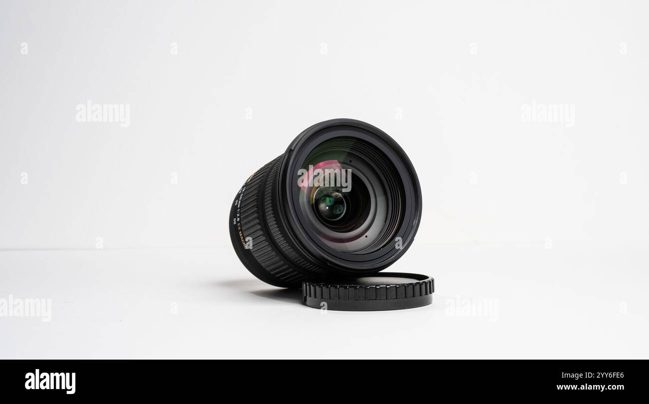 Compact zoom lens on white background Stock Photo - Alamy