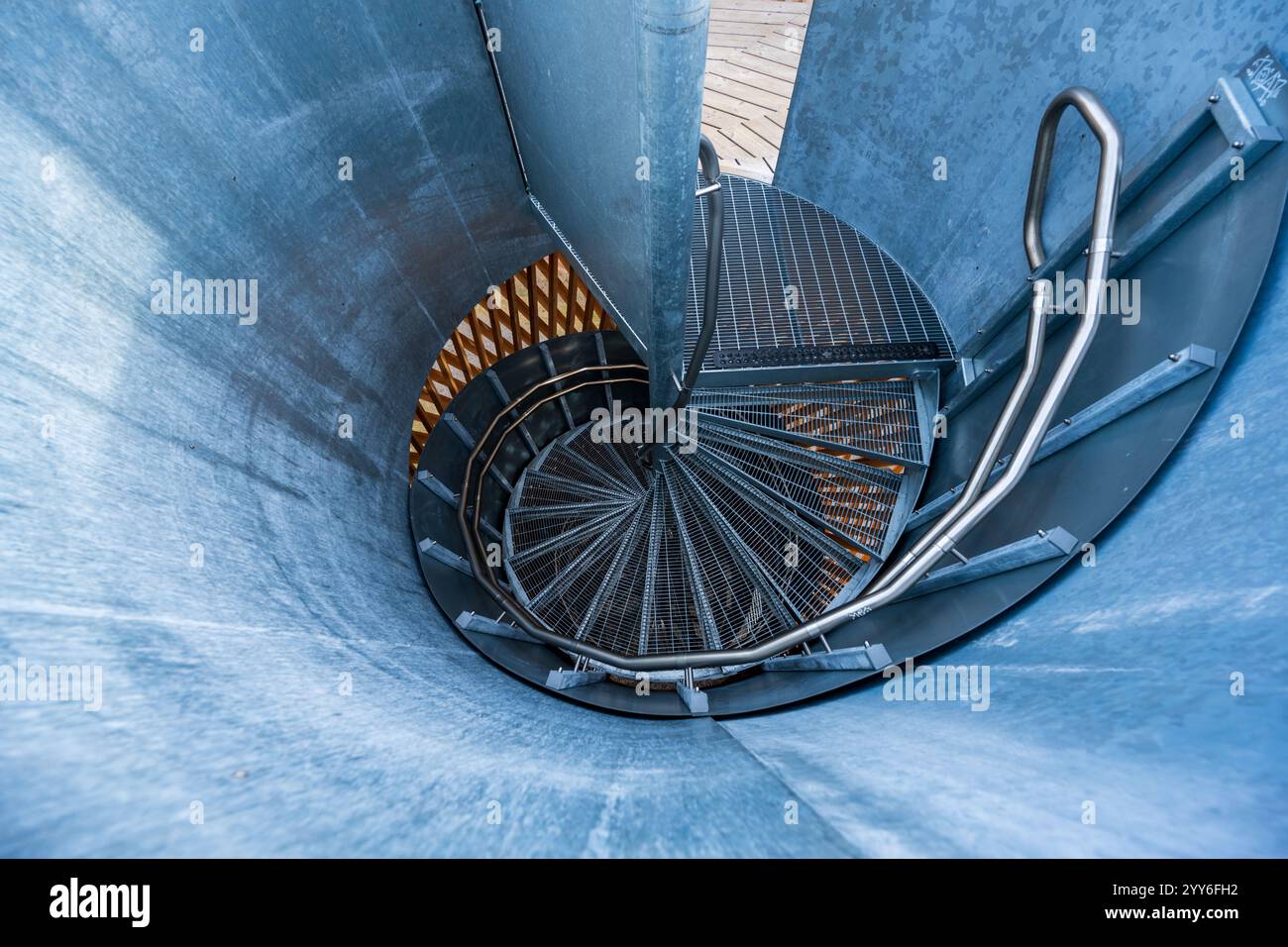 Spiral metal staircase in a small tower Stock Photo - Alamy