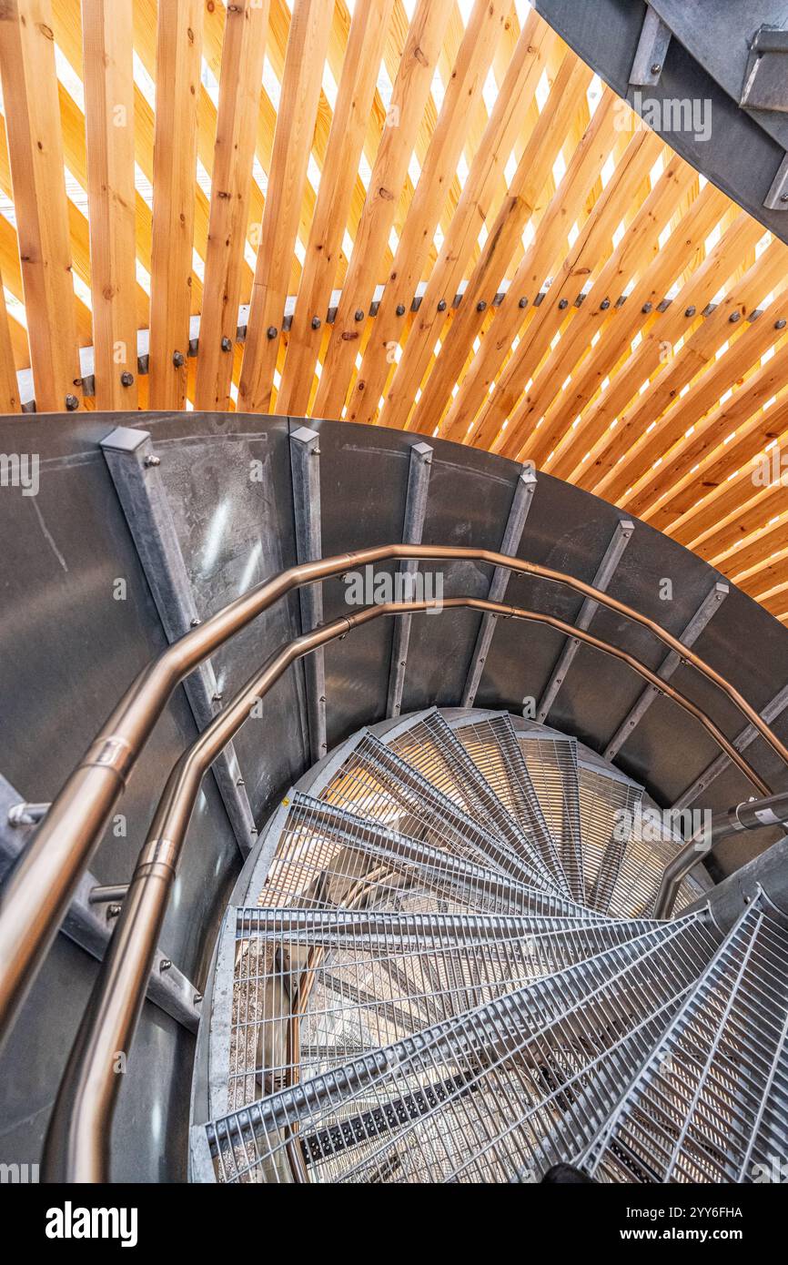Spiral metal staircase in a small tower Stock Photo - Alamy