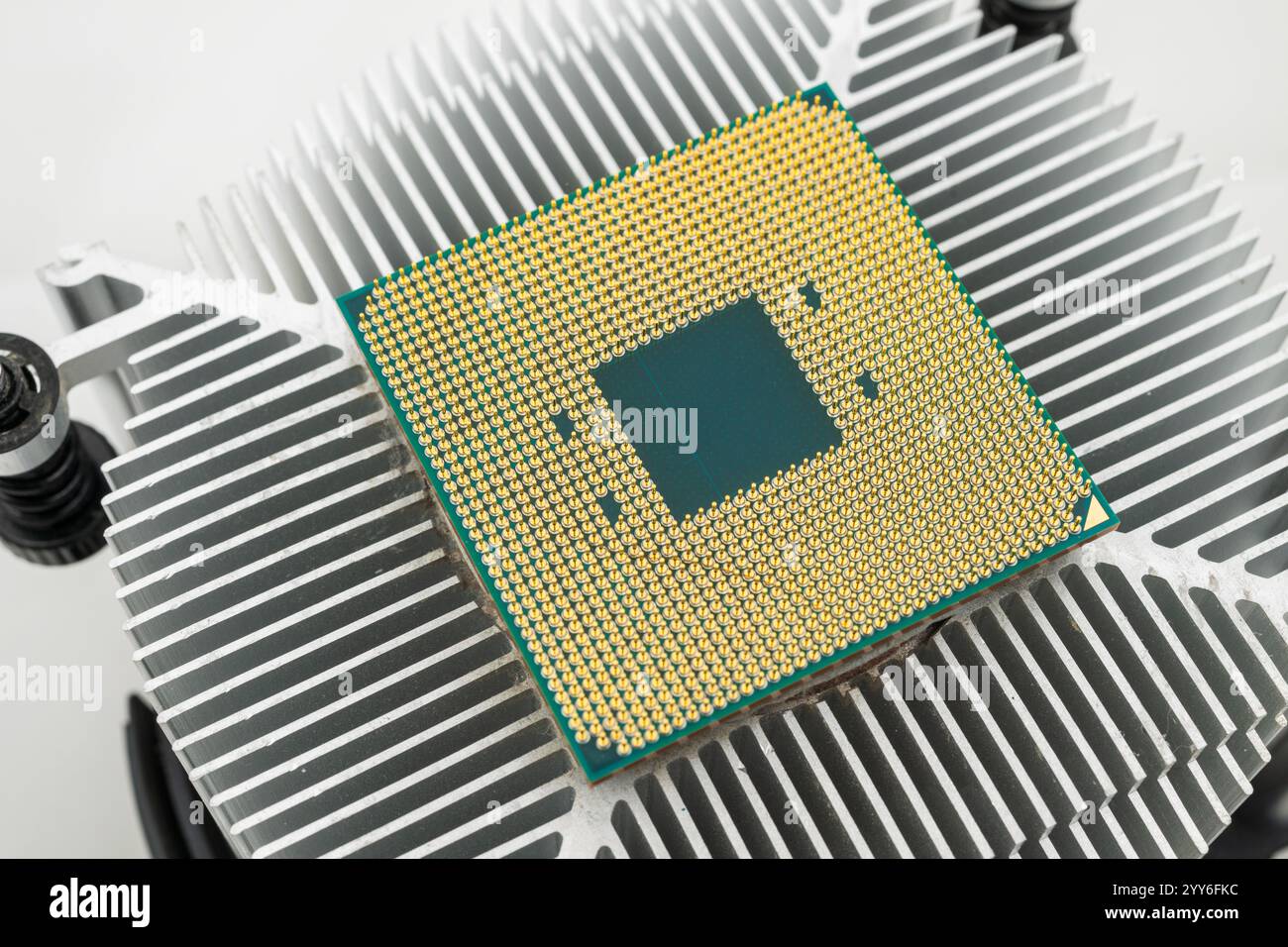 Pin side of a CPU processor mounted on a cooler Stock Photo - Alamy