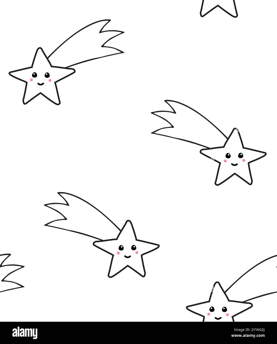 Vector seamless pattern of hand drawn doodle sketch flying star with ...