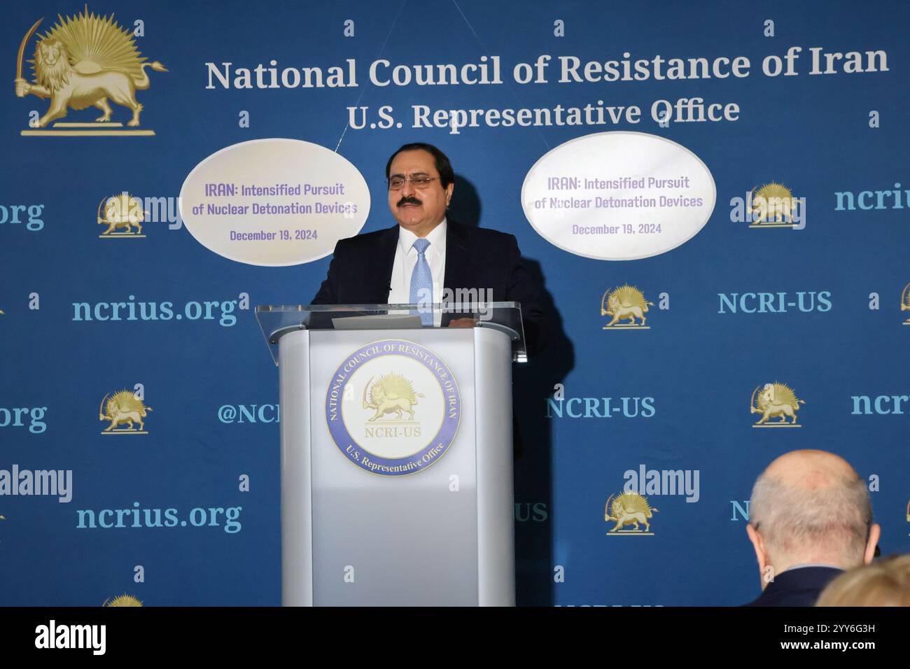 Alireza Jafarzadeh, NCRI-US deputy director, is seen to reveal detailed ...