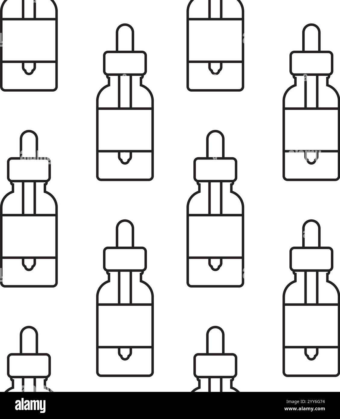 Vector seamless pattern of flat outline oil essence bottle isolated on ...