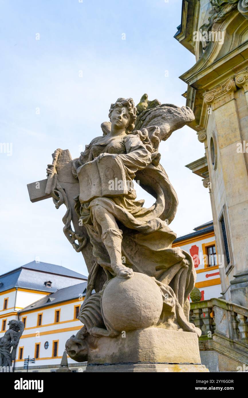 A detailed view of a Baroque statue, showcasing intricate design ...