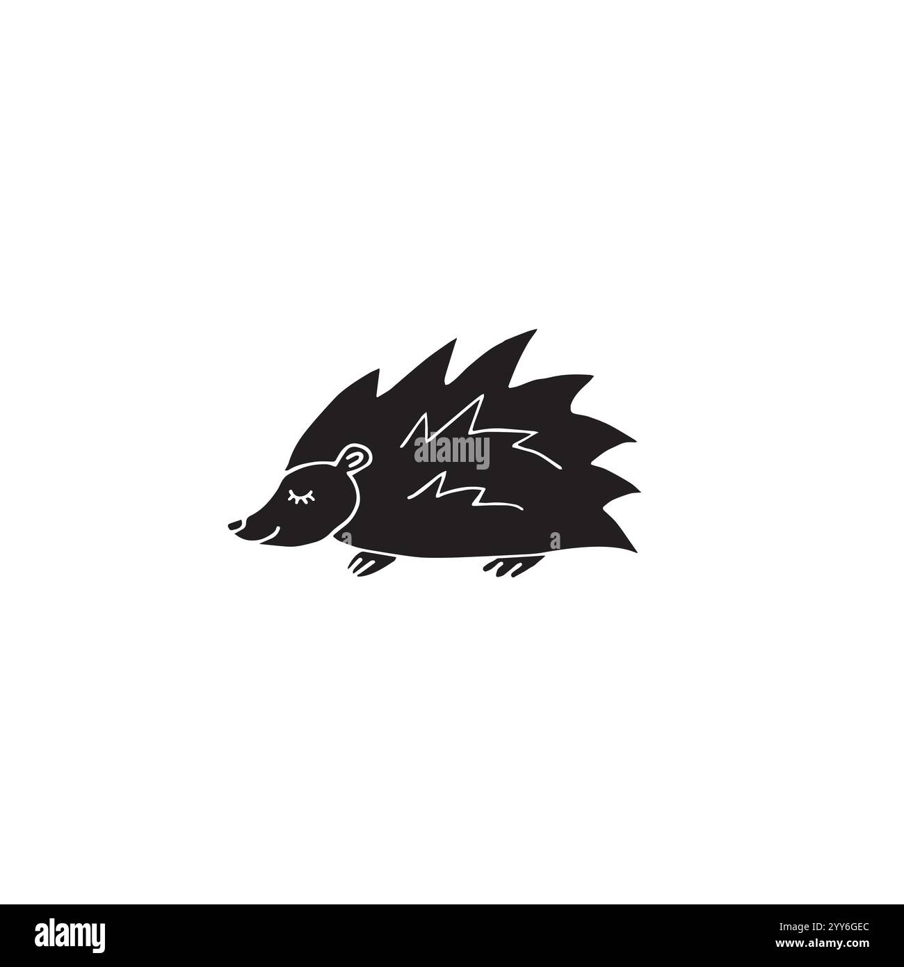Vector black hand drawn doodle sketch hedgehog isolated on white ...
