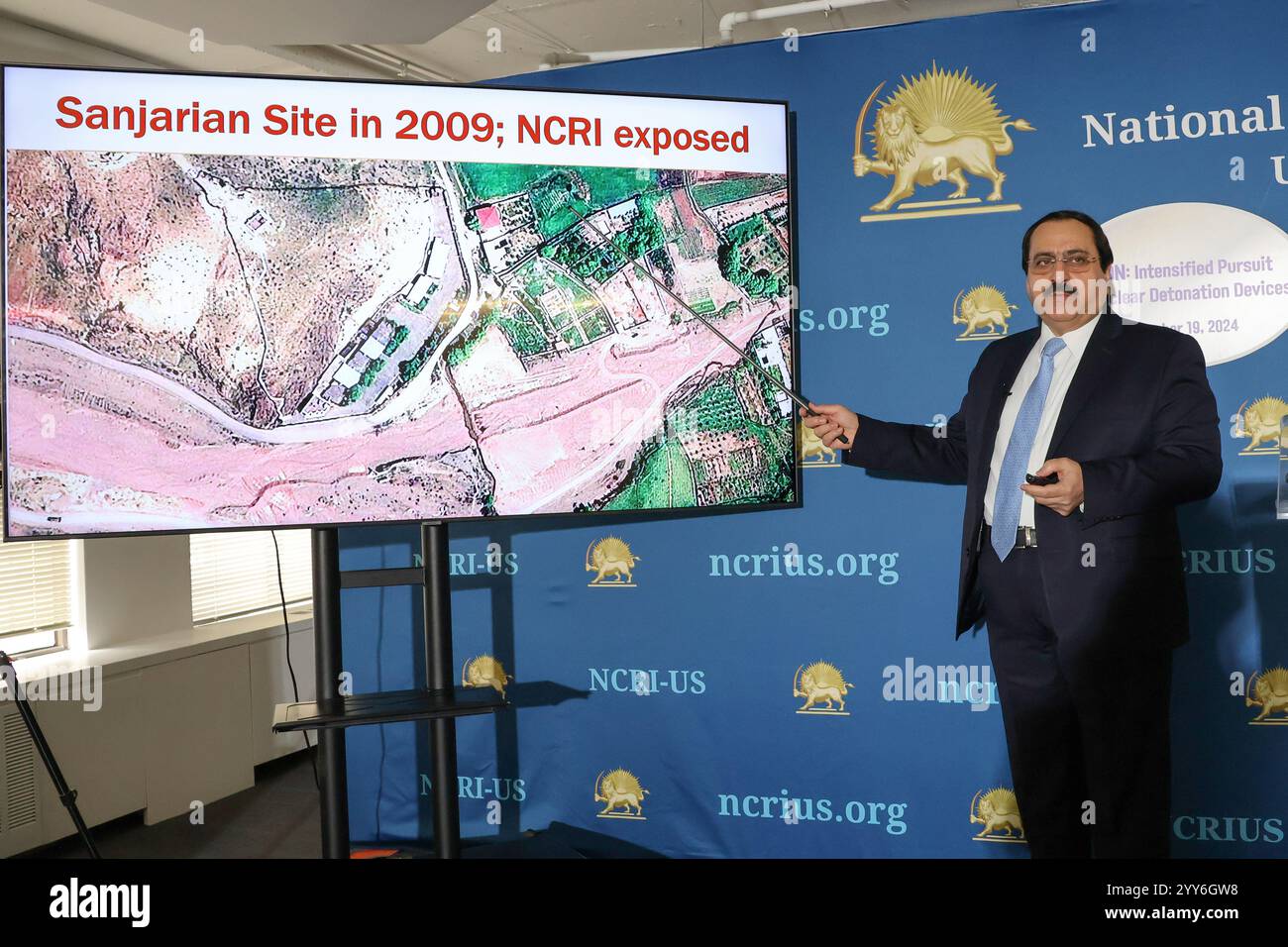 Alireza Jafarzadeh, NCRI-US deputy director, is seen to reveal detailed ...