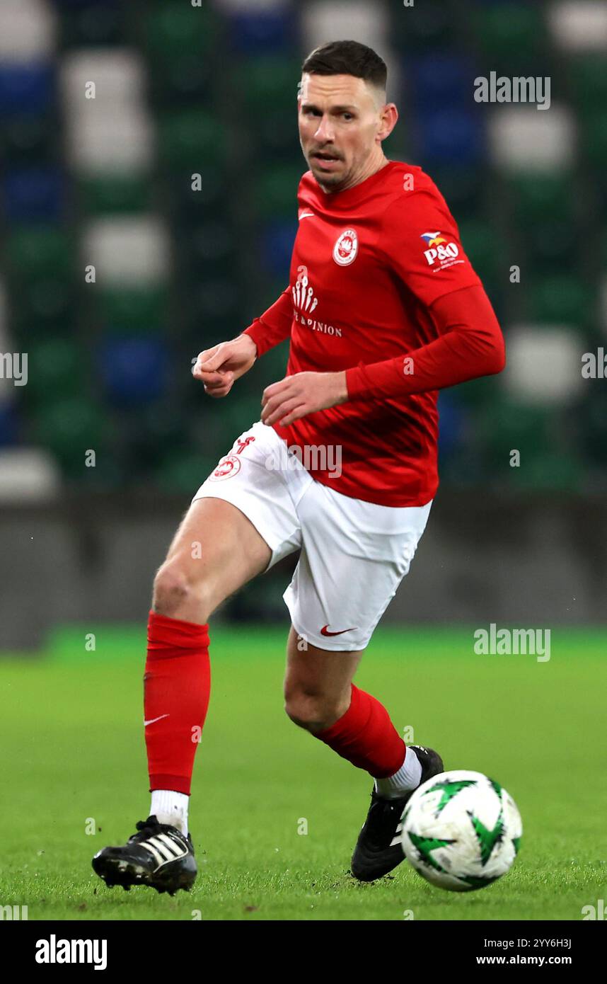 Larne's Mark Randall in action during the UEFA Europa Conference League ...