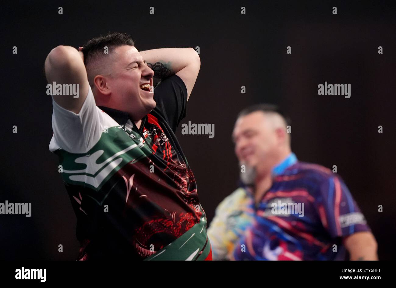 Nick Kenny celebrates winning his first round match against Stowe Buntz ...