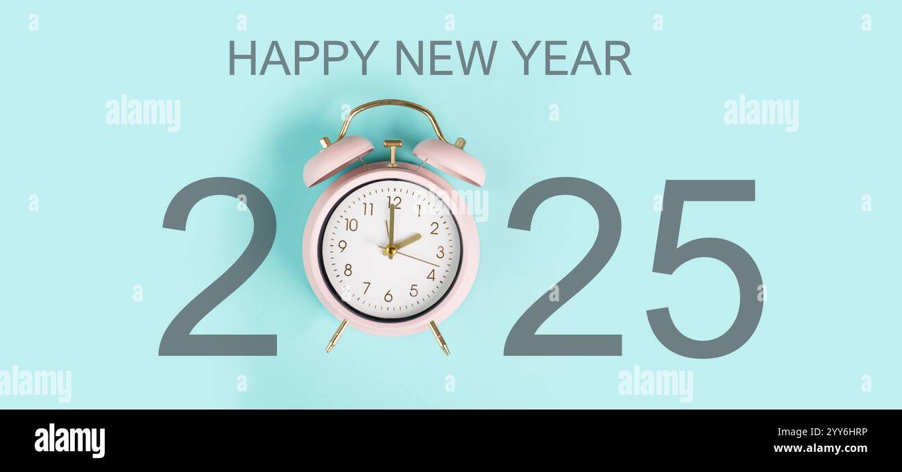 New Year 2025 with alarm clock, development and growth, being ...