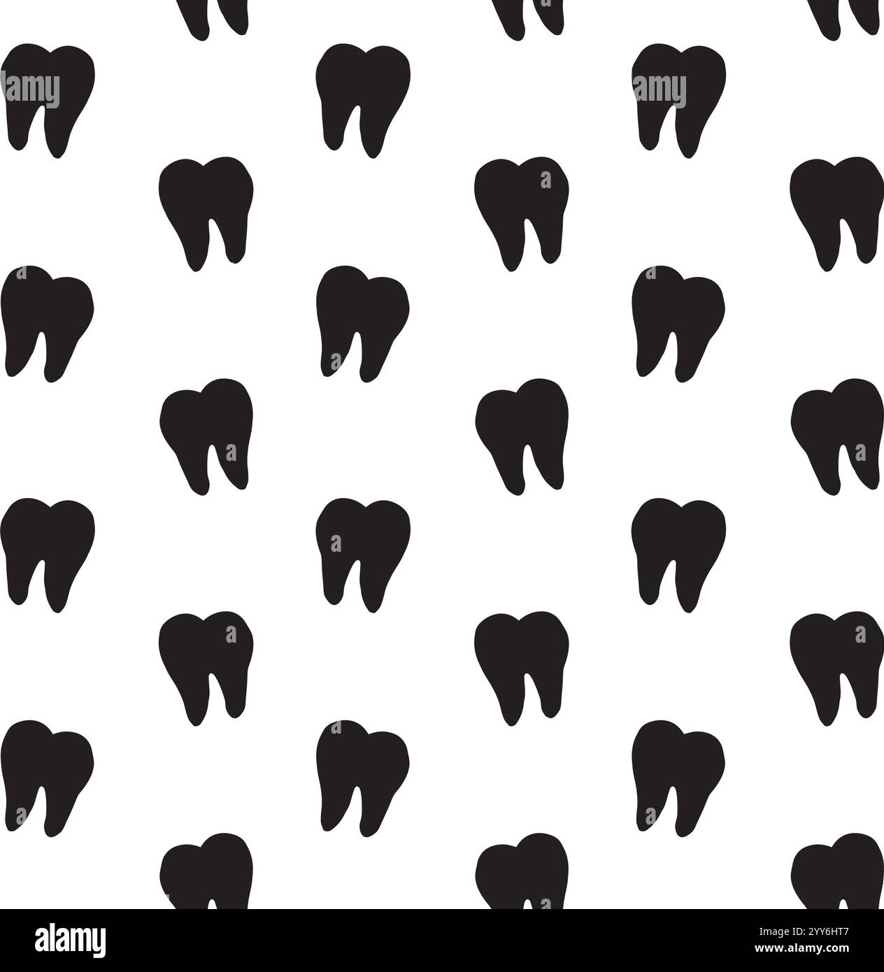 Vector seamless pattern of hand drawn doodle tooth silhouette isolated ...