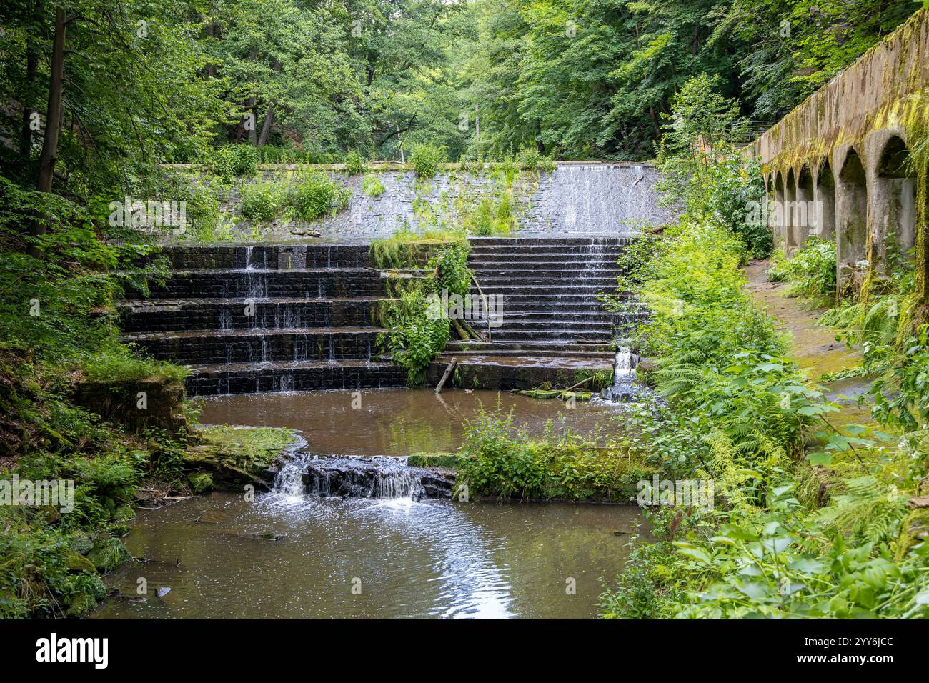 altes Wasserkraftwerk Niezelgrund Wasserfall Lohmener Klamm Stock Photo ...