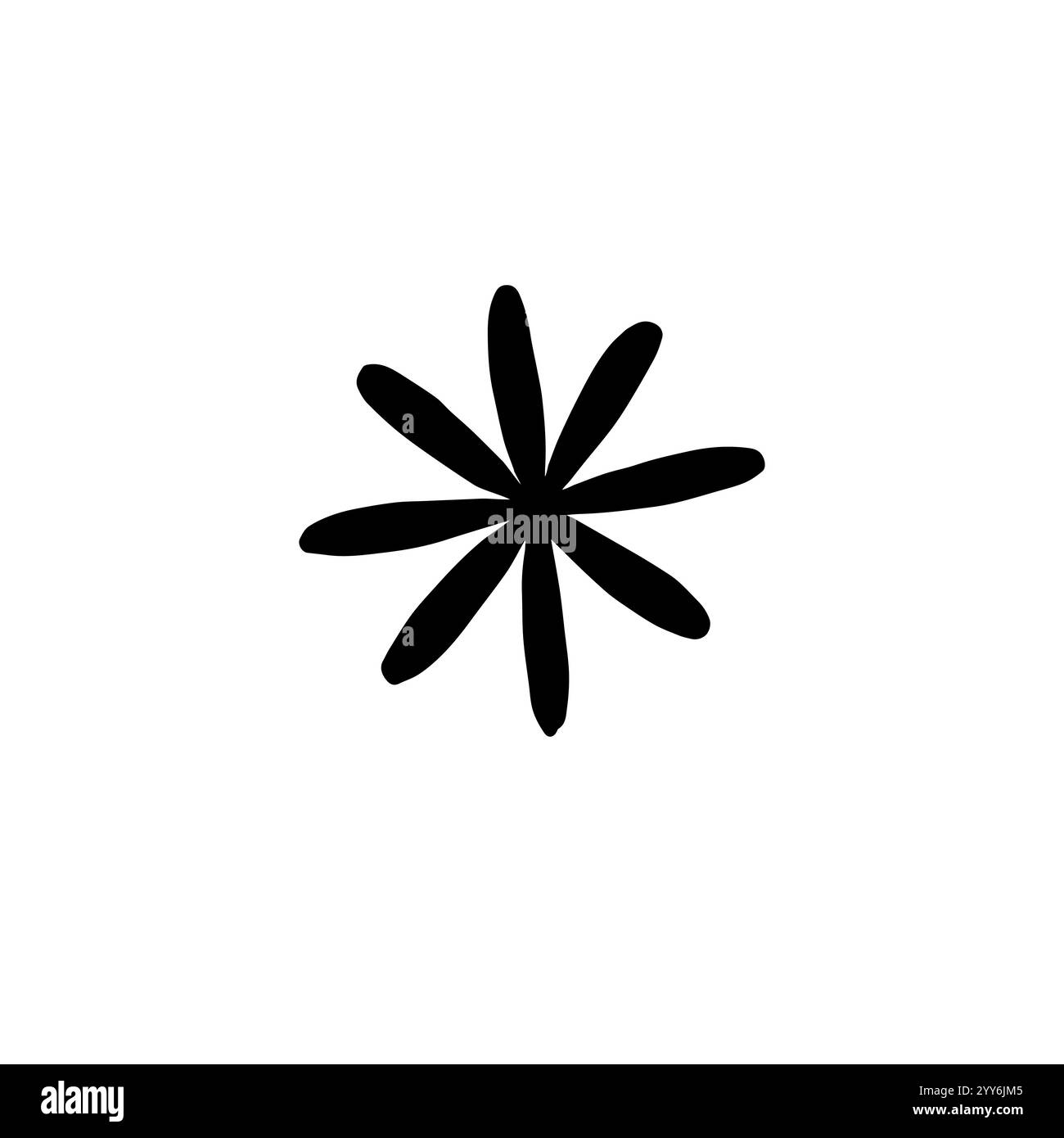 Vector black hand drawn doodle sketch flower silhouette isolated on ...