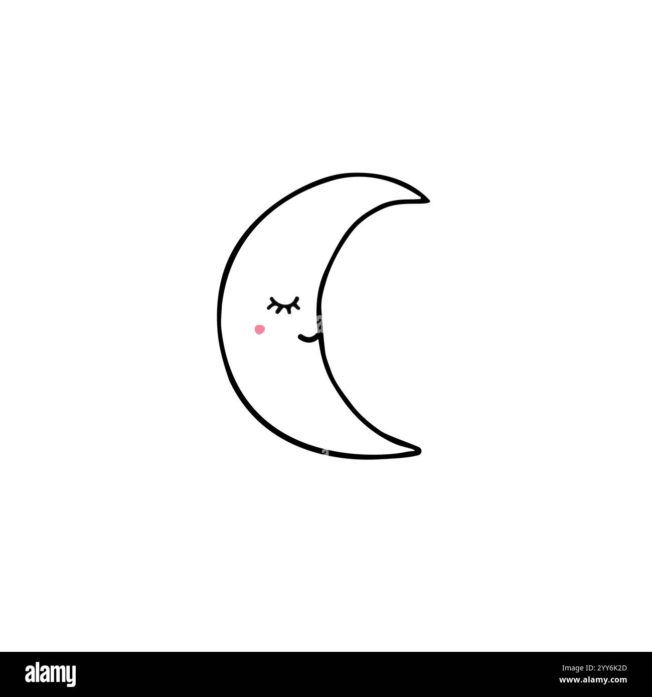 Vector hand drawn doodle sketch moon with face isolated on white ...
