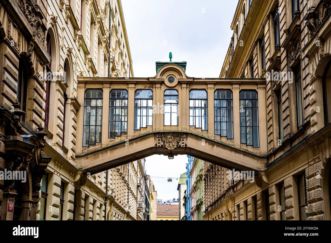 Bridge between buildings designed by Czech architect Osvald Polívka in ...