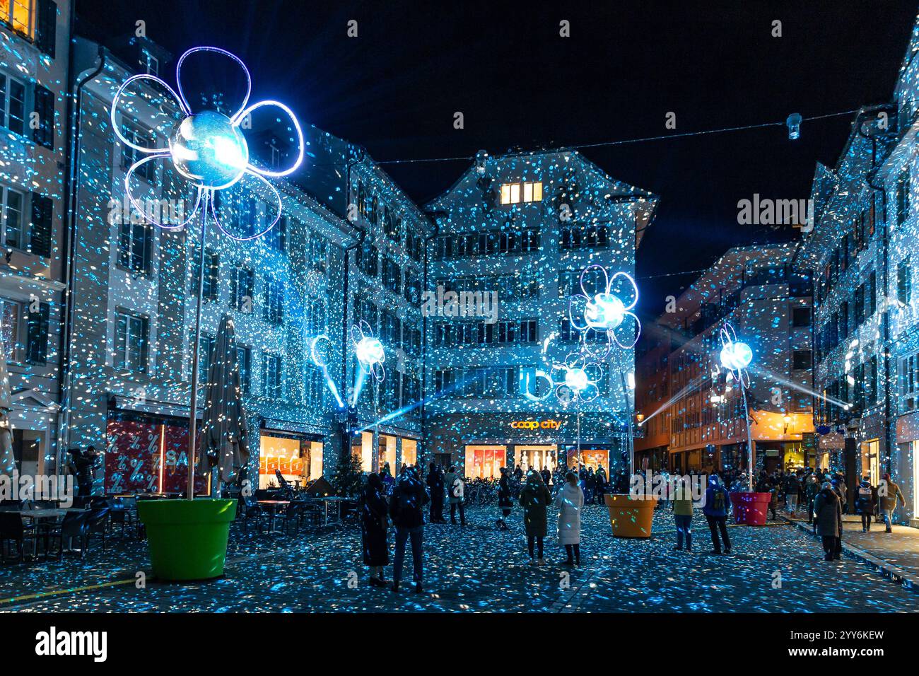 Light Festival Lilu in Lucerne, Switzerland, Lichtfestival Stock Photo ...
