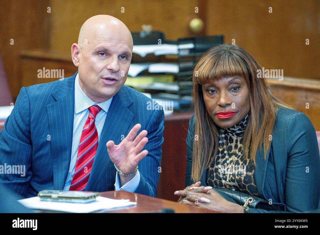 Ingrid Lewis-Martin and attorney Arthur Aidala appear in court in New ...