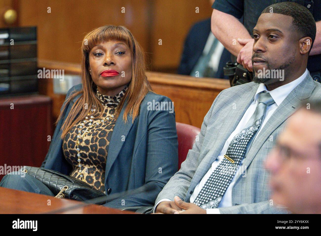 Ingrid Lewis-Martin and her son Glenn Martin II appear in court in New ...