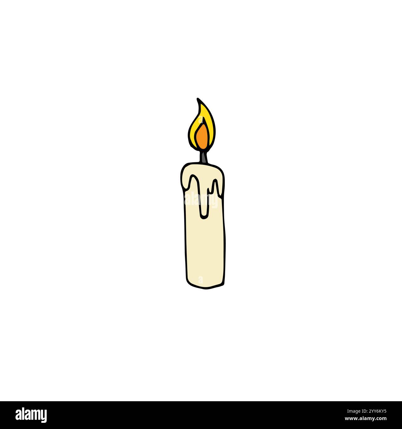 Vector hand drawn doodle sketch colored candle isolated on white ...