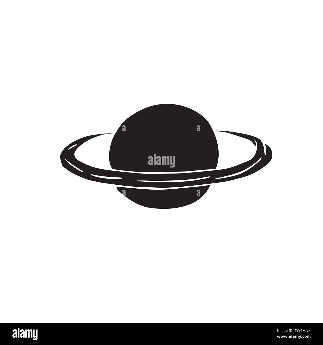 Vector hand drawn doodle sketch black Saturn planet isolated on white ...