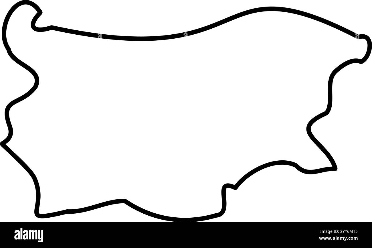 Bulgaria - solid black outline border map of country area. Simple flat ...