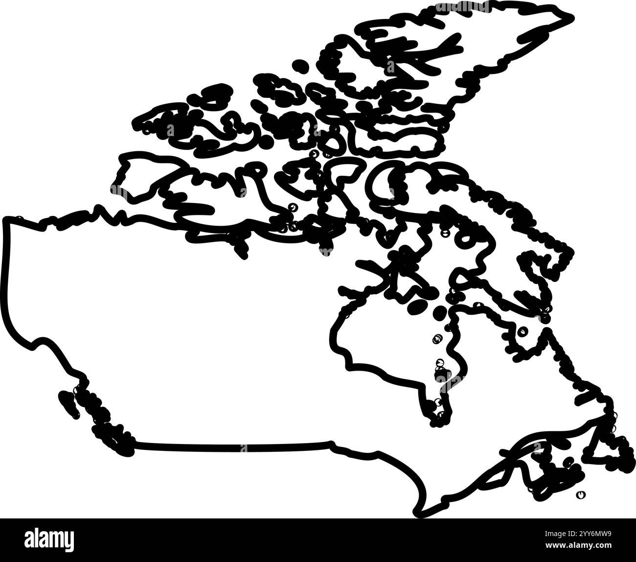Canada - solid black outline border map of country area. Simple flat ...