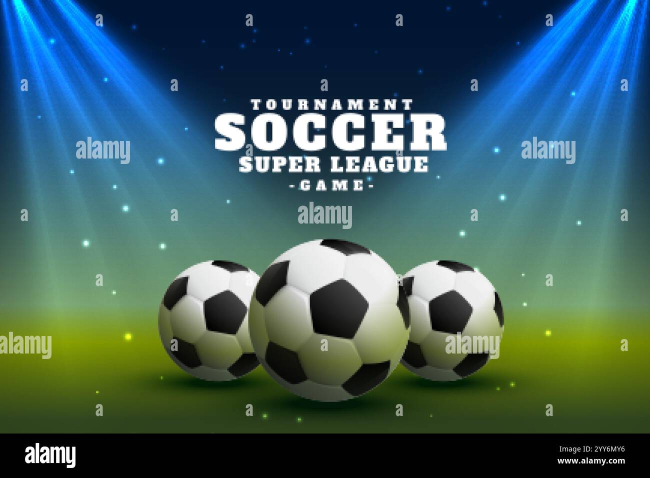 realistic soccer football league background with spot focus lights ...