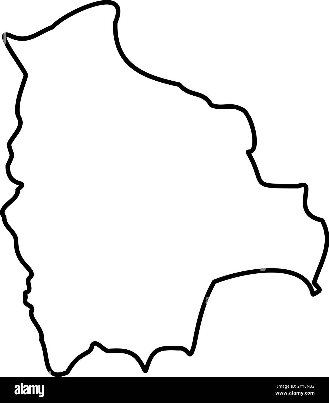 Bolivia - solid black outline border map of country area. Simple flat ...