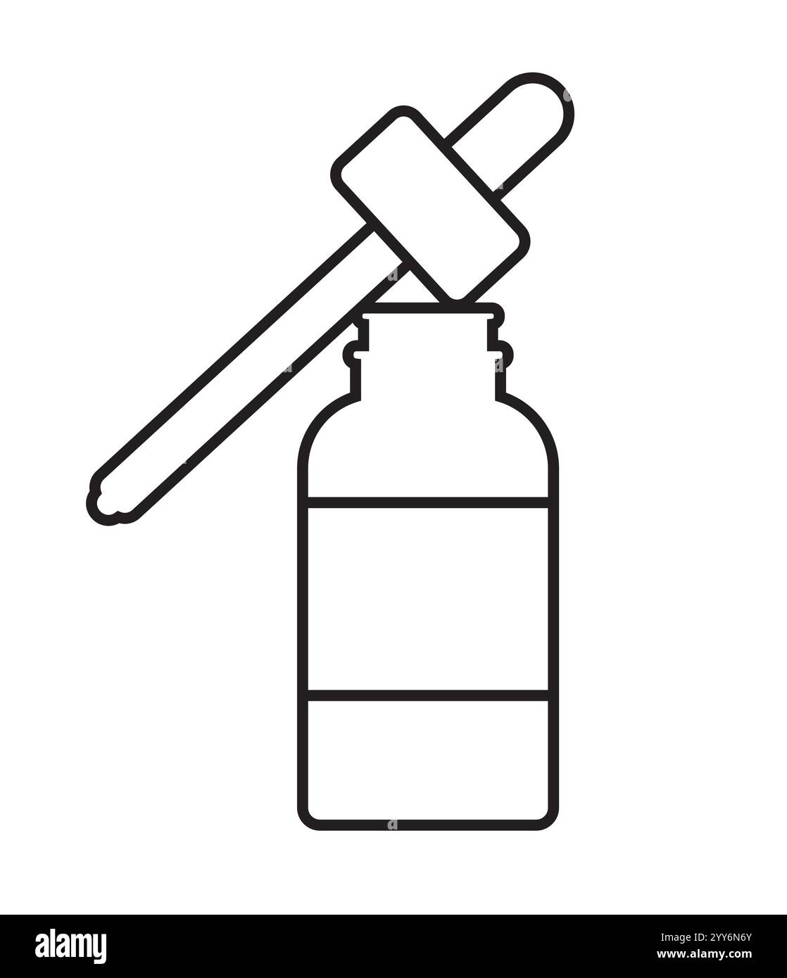 Vector flat outline open oil essence bottle isolated on white ...