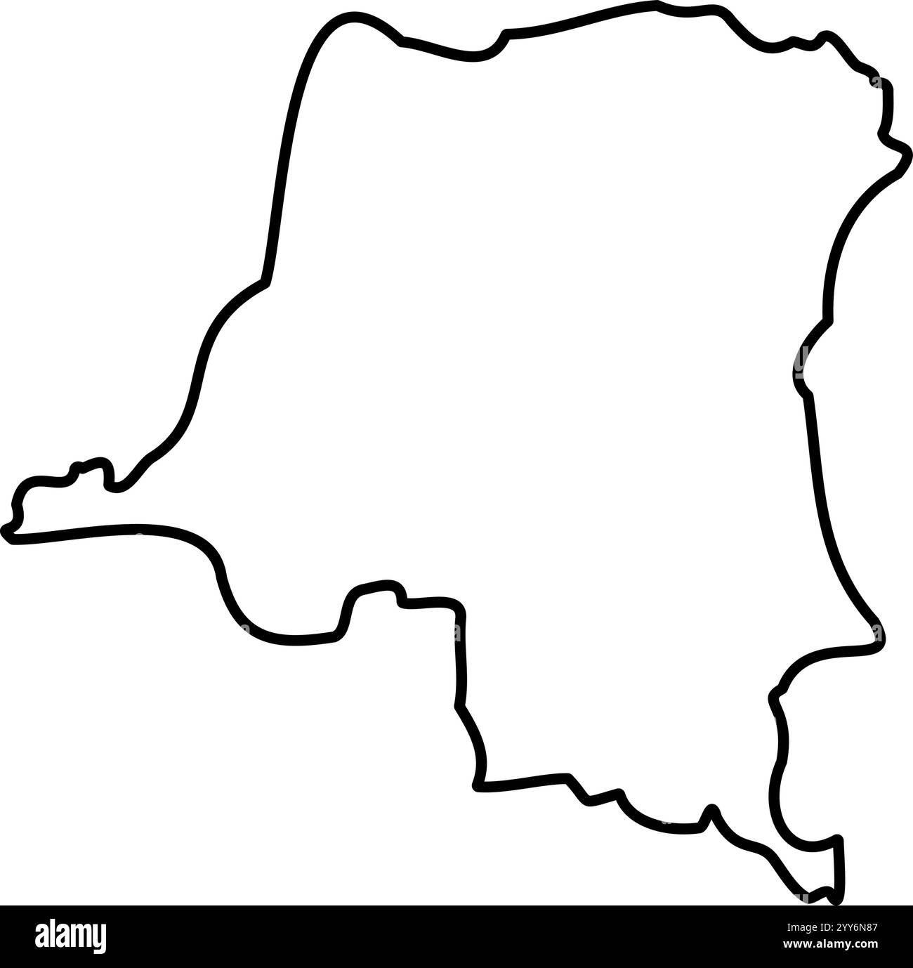 Democratic Republic of the Congo - solid black outline border map of ...