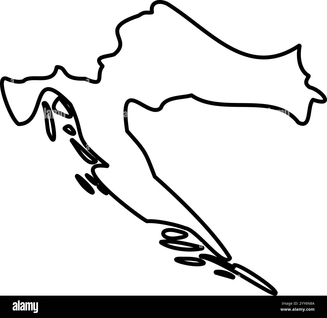 Croatia - solid black outline border map of country area. Simple flat ...
