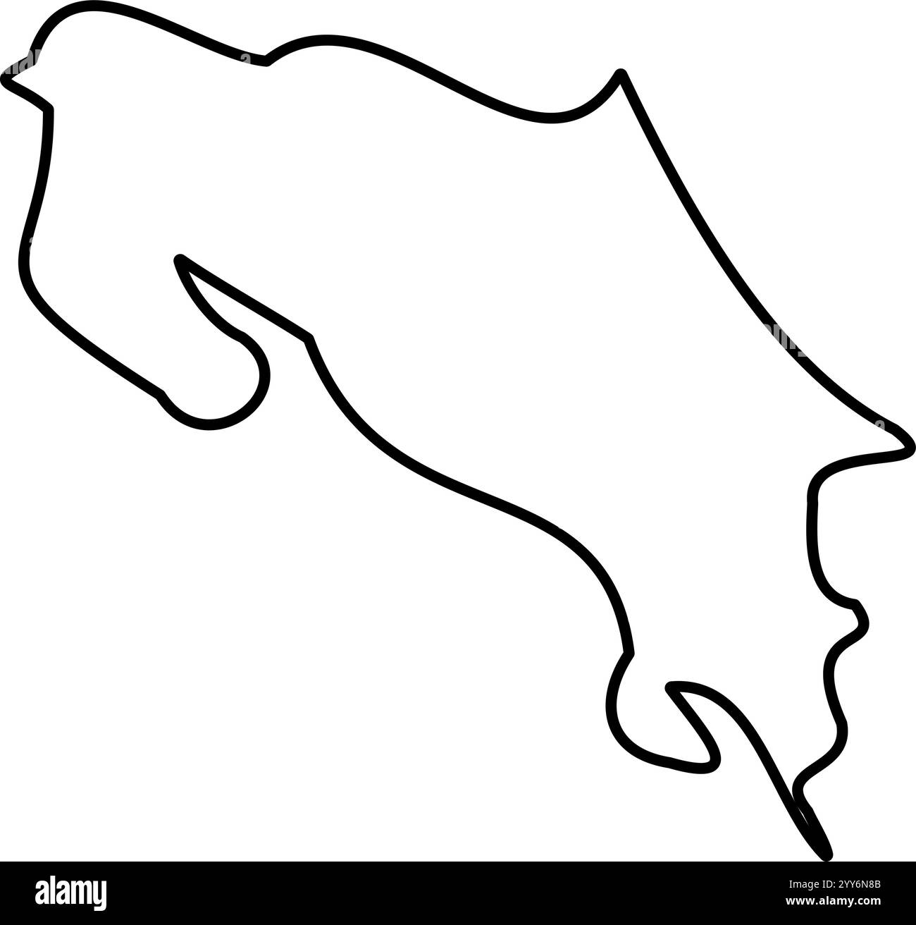 Costa Rica - solid black outline border map of country area. Simple ...