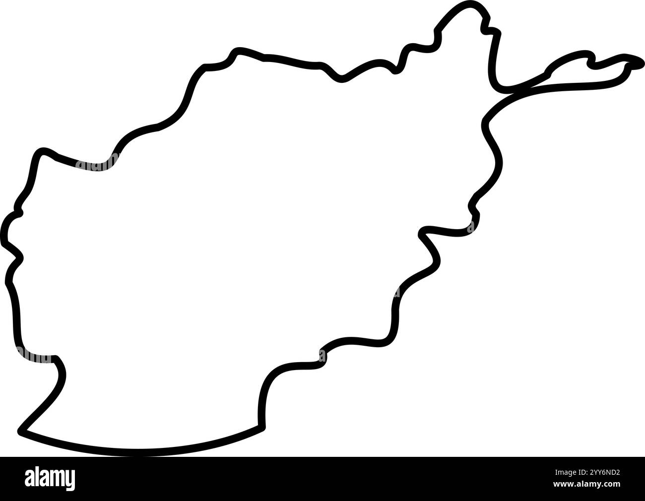 Afghanistan - solid black outline border map of country area. Simple ...