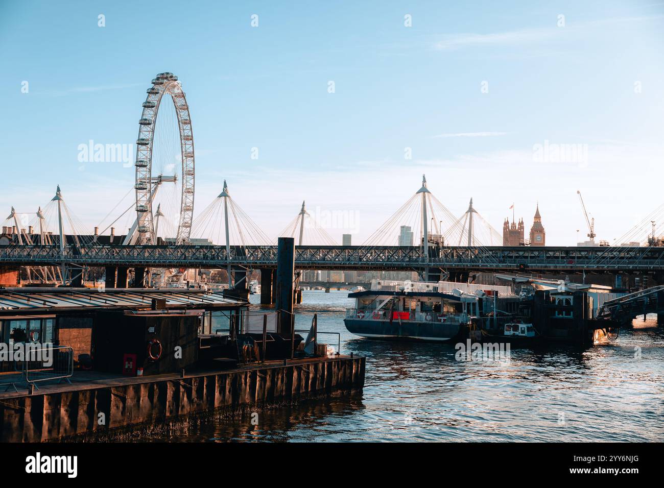 The London Eye and Jubilee bridges from Victoria Embankment Stock Photo ...