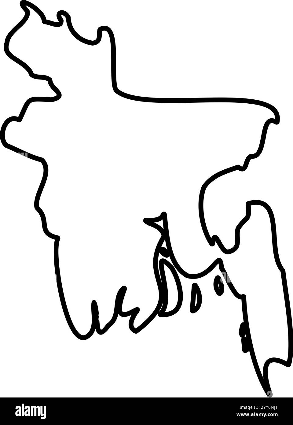 Bangladesh - solid black outline border map of country area. Simple flat vector illustration ...