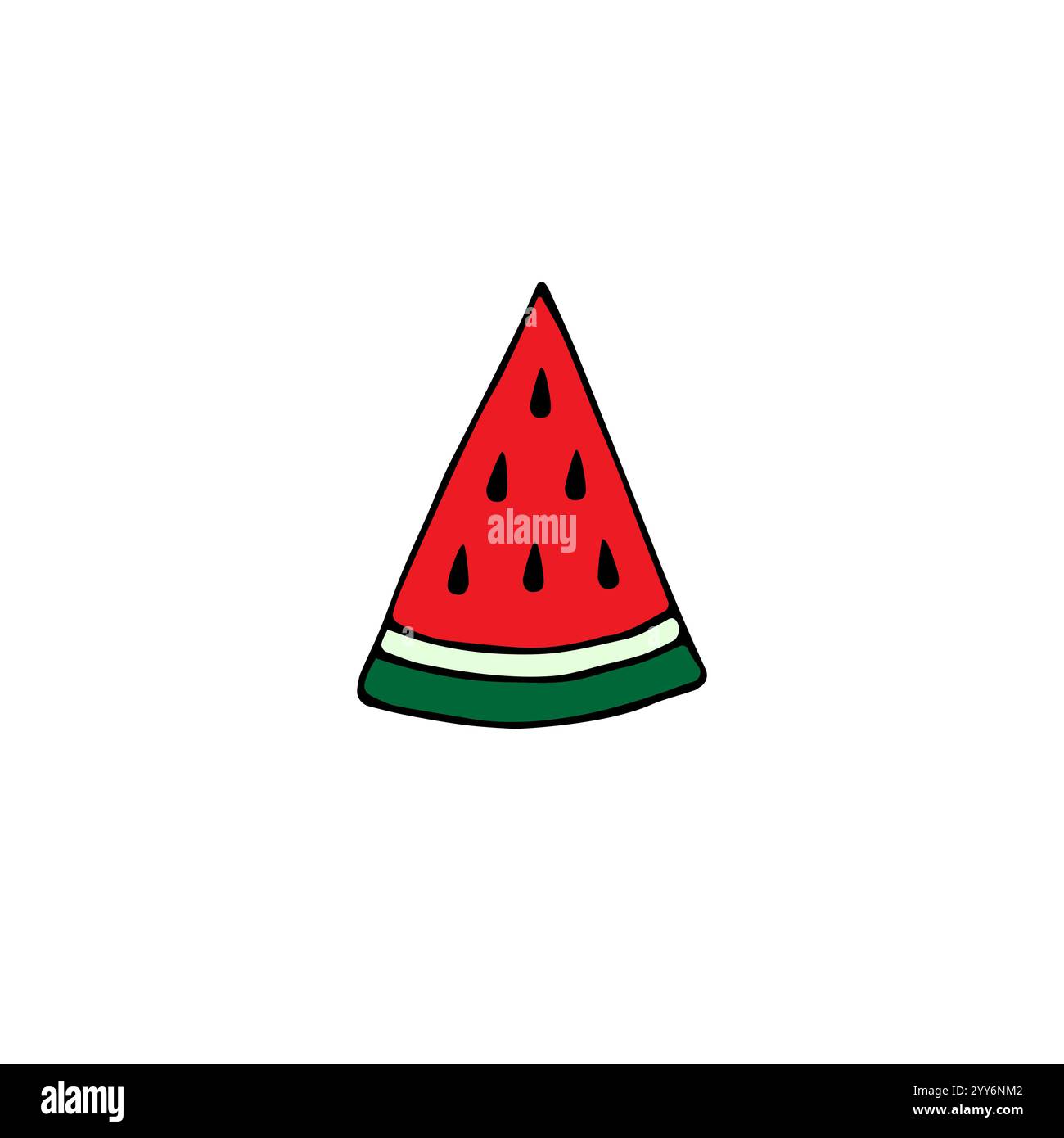 Vector hand drawn doodle sketch colored watermelon slice isolated on ...