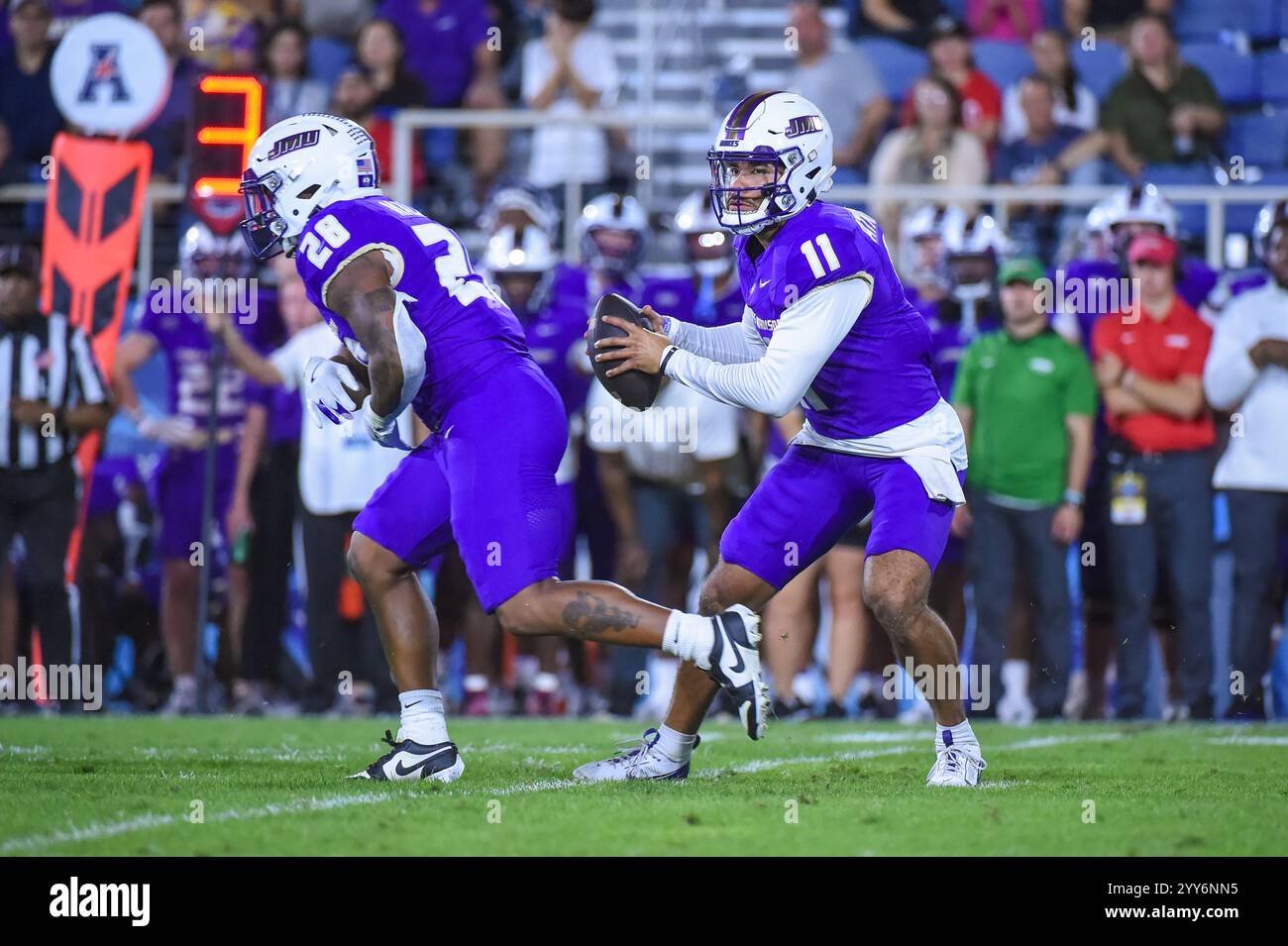 Boca Raton, USA. 18th Dec, 2024. James Madison quarterback Billy Atkins ...