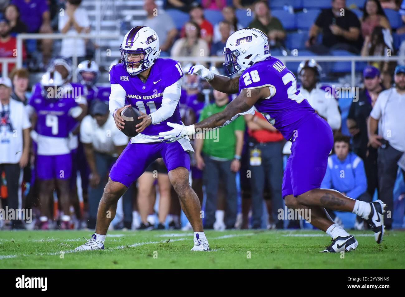 Boca Raton, USA. 18th Dec, 2024. James Madison quarterback Billy Atkins ...