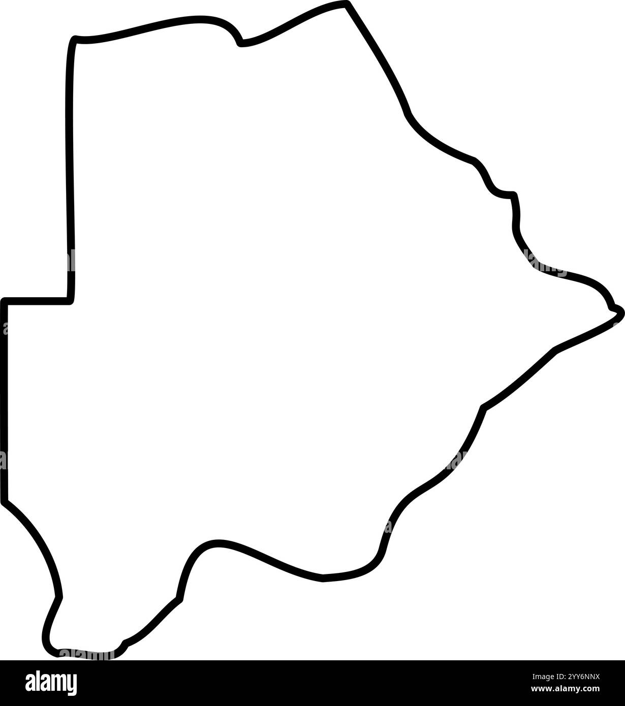Botswana - solid black outline border map of country area. Simple flat ...