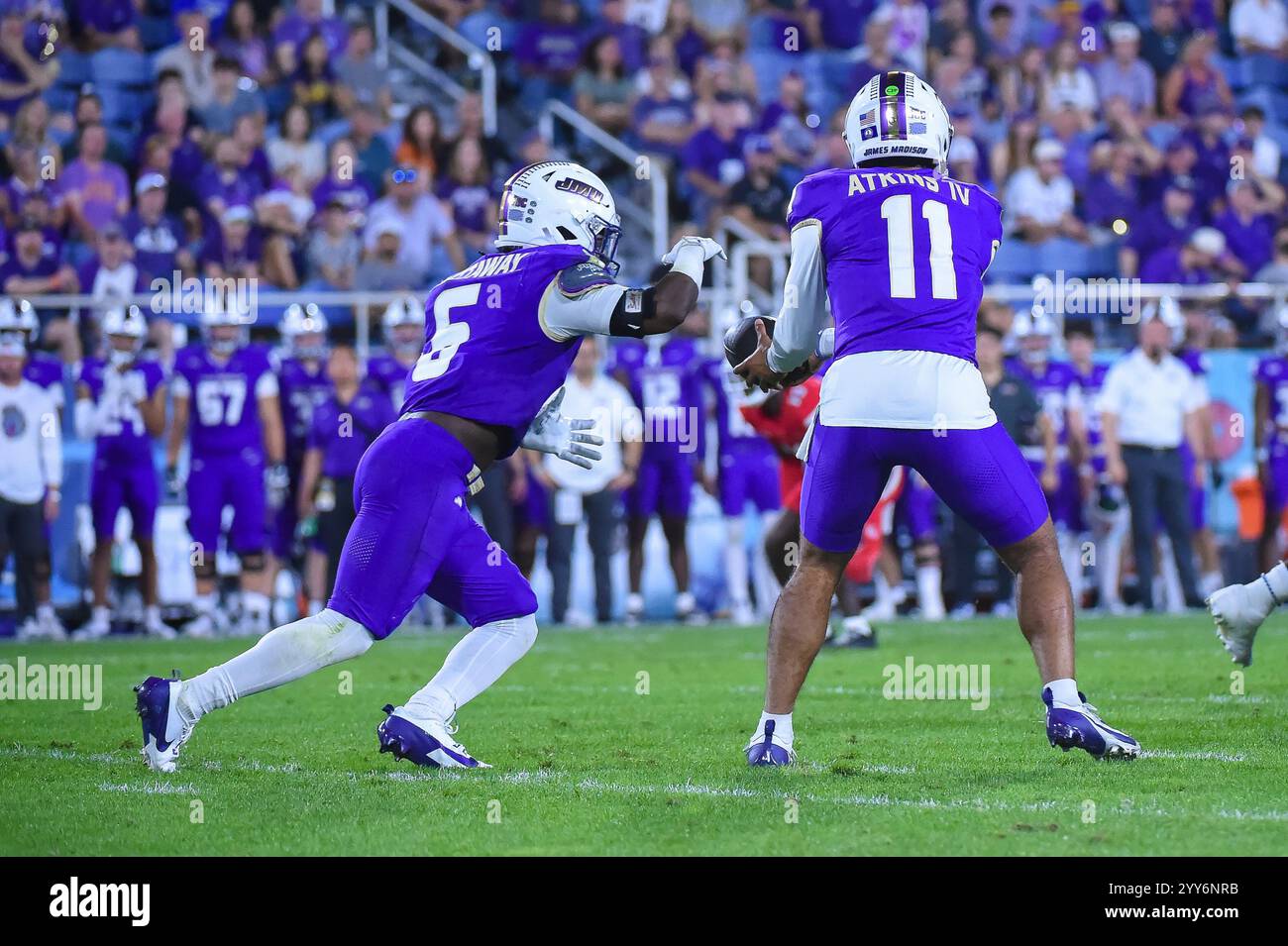 Boca Raton, USA. 18th Dec, 2024. James Madison quarterback Billy Atkins ...