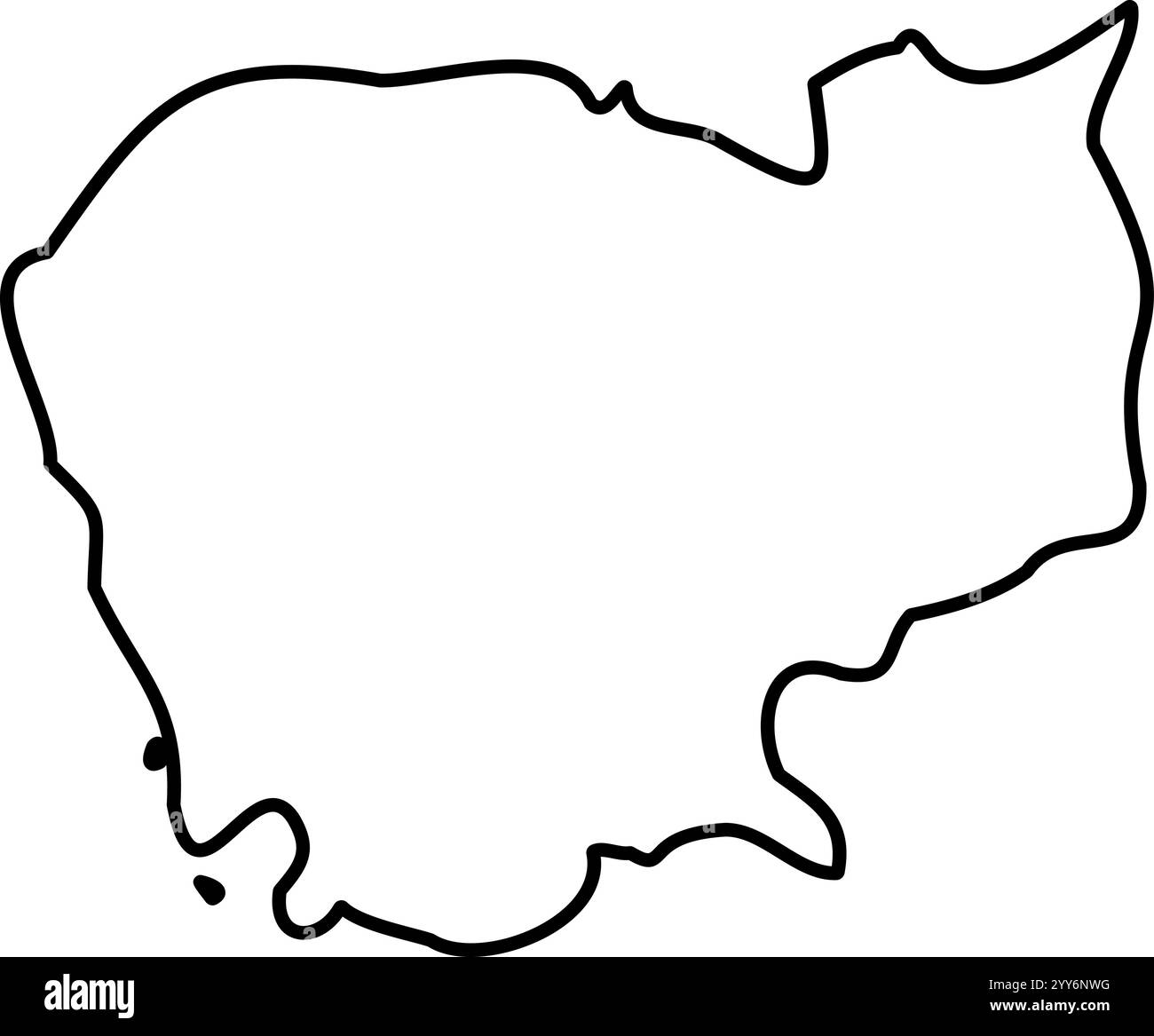 Cambodia - solid black outline border map of country area. Simple flat ...